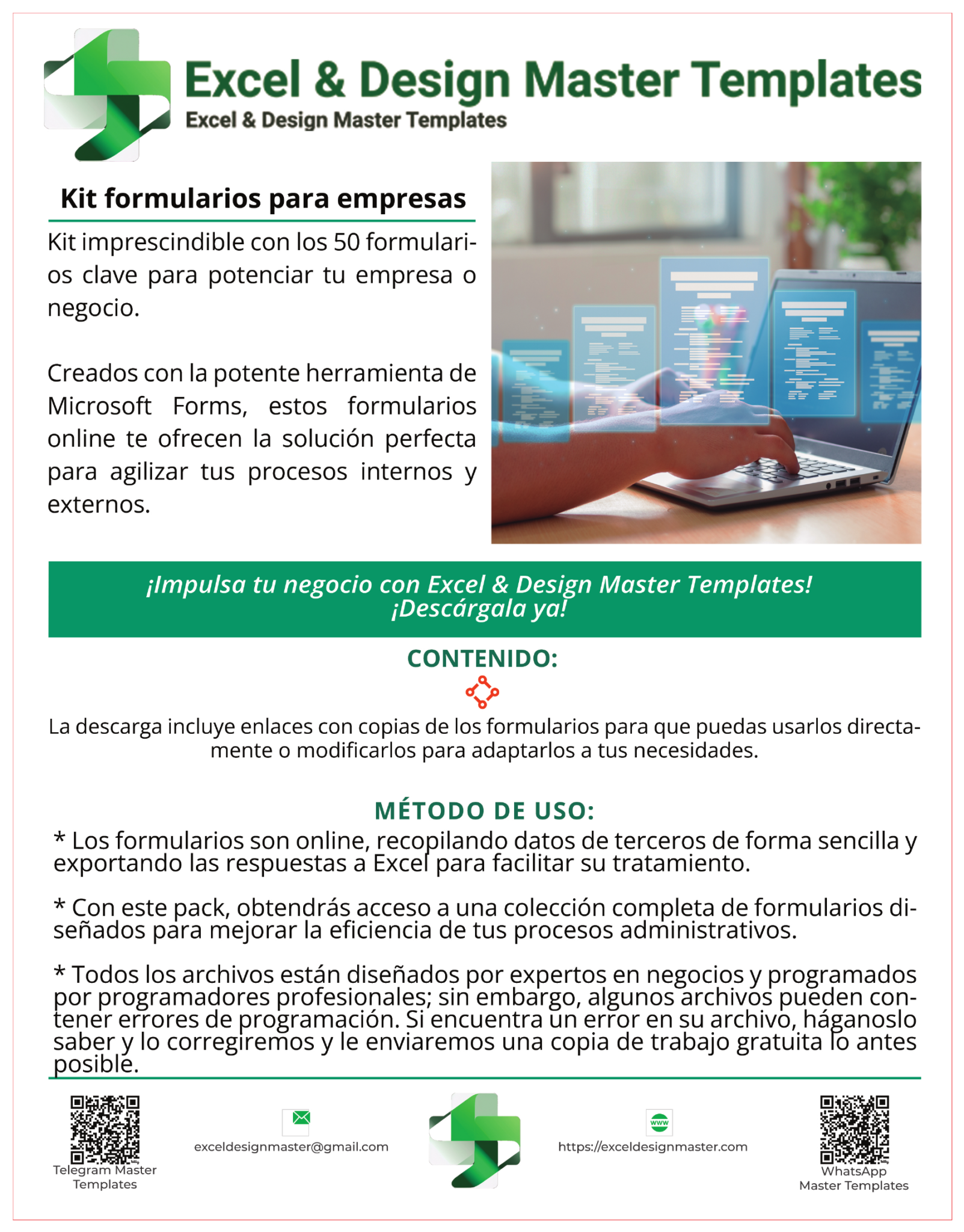 Paquete de formularios para empresas – Excel & Design Master Template